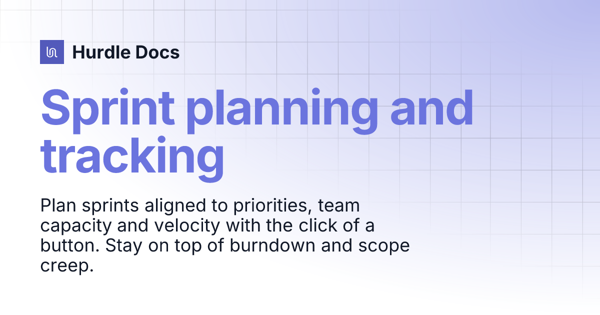 Sprint planning and tracking | Hurdle Docs